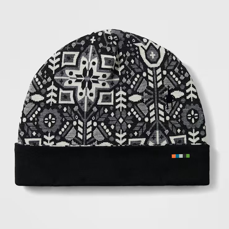 Smartwool - Thermal Merino Reversible Cuffed Beanie - Black Deco Flora ...